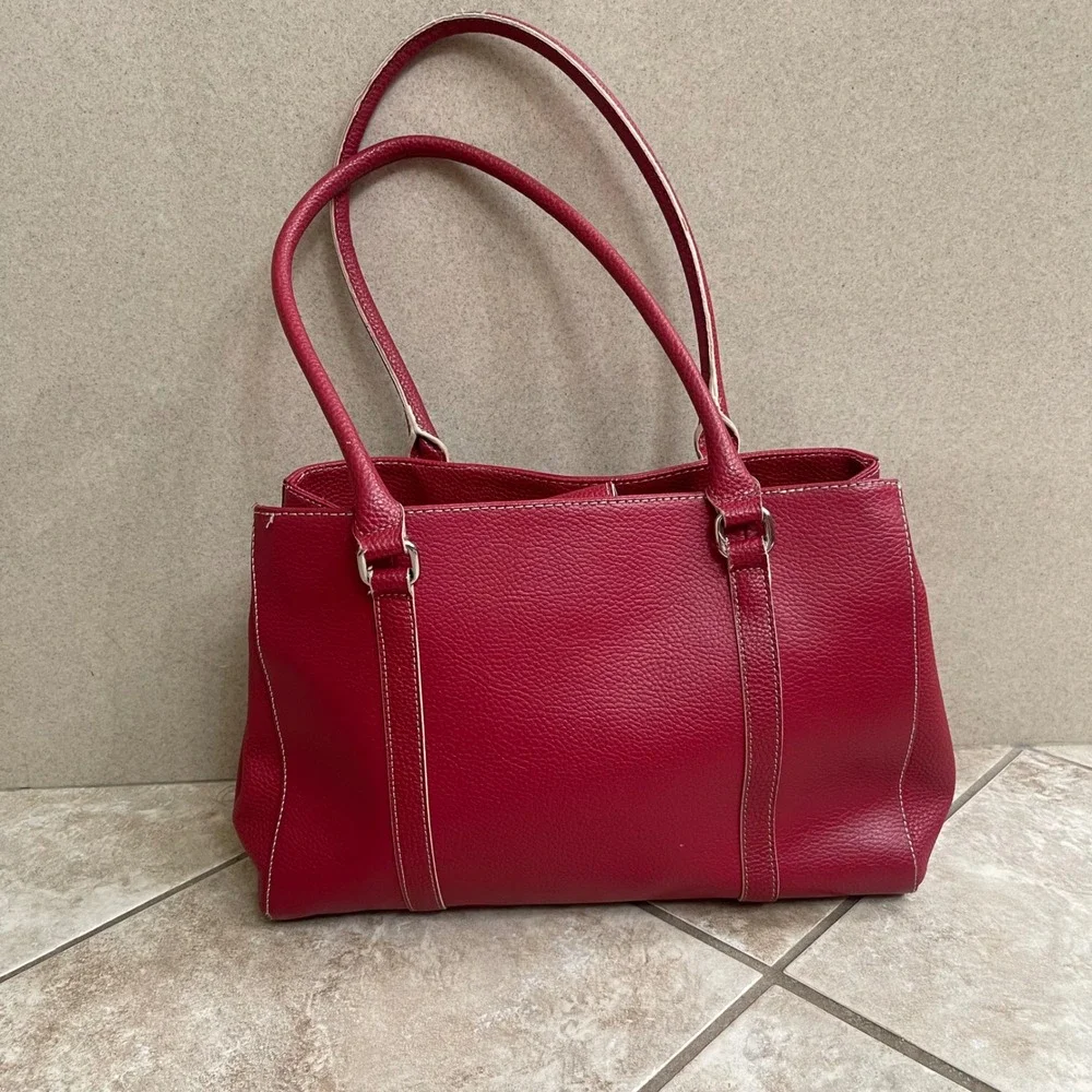 Wilsons Leather | Bags | Red Wilsons Genuine Leather Tote Bag Leopard ...